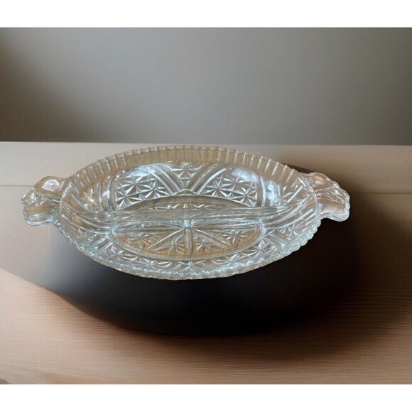 Unmarked | Dining | Vintage Clear Cut Crystal Divided Dish ...